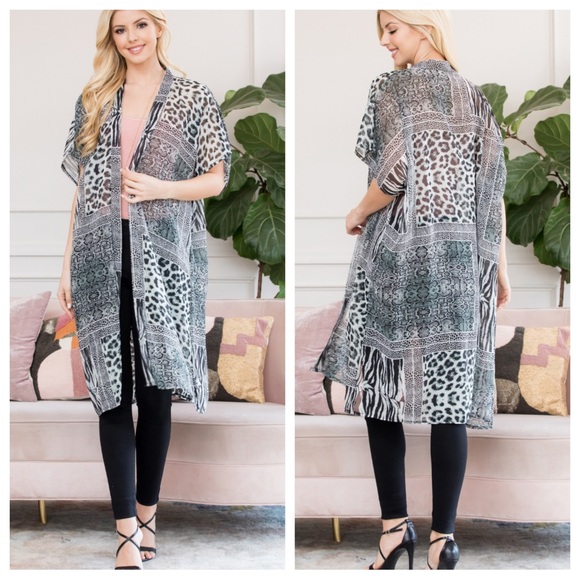 Tops | Mixed Animal Print Duster | Poshmark